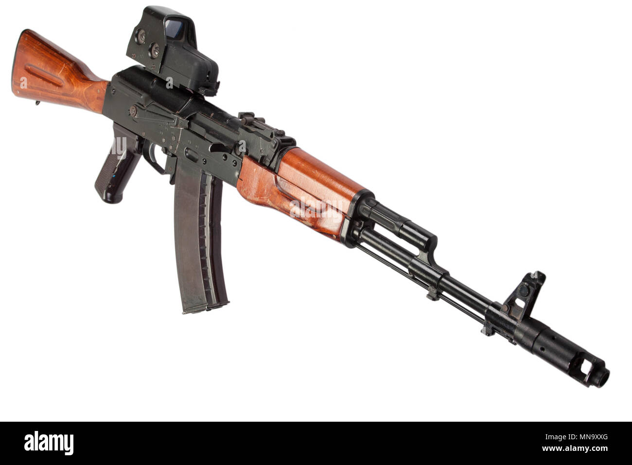 Kalashnikov AK assault rifle with optical sight on white Stock Photo ...