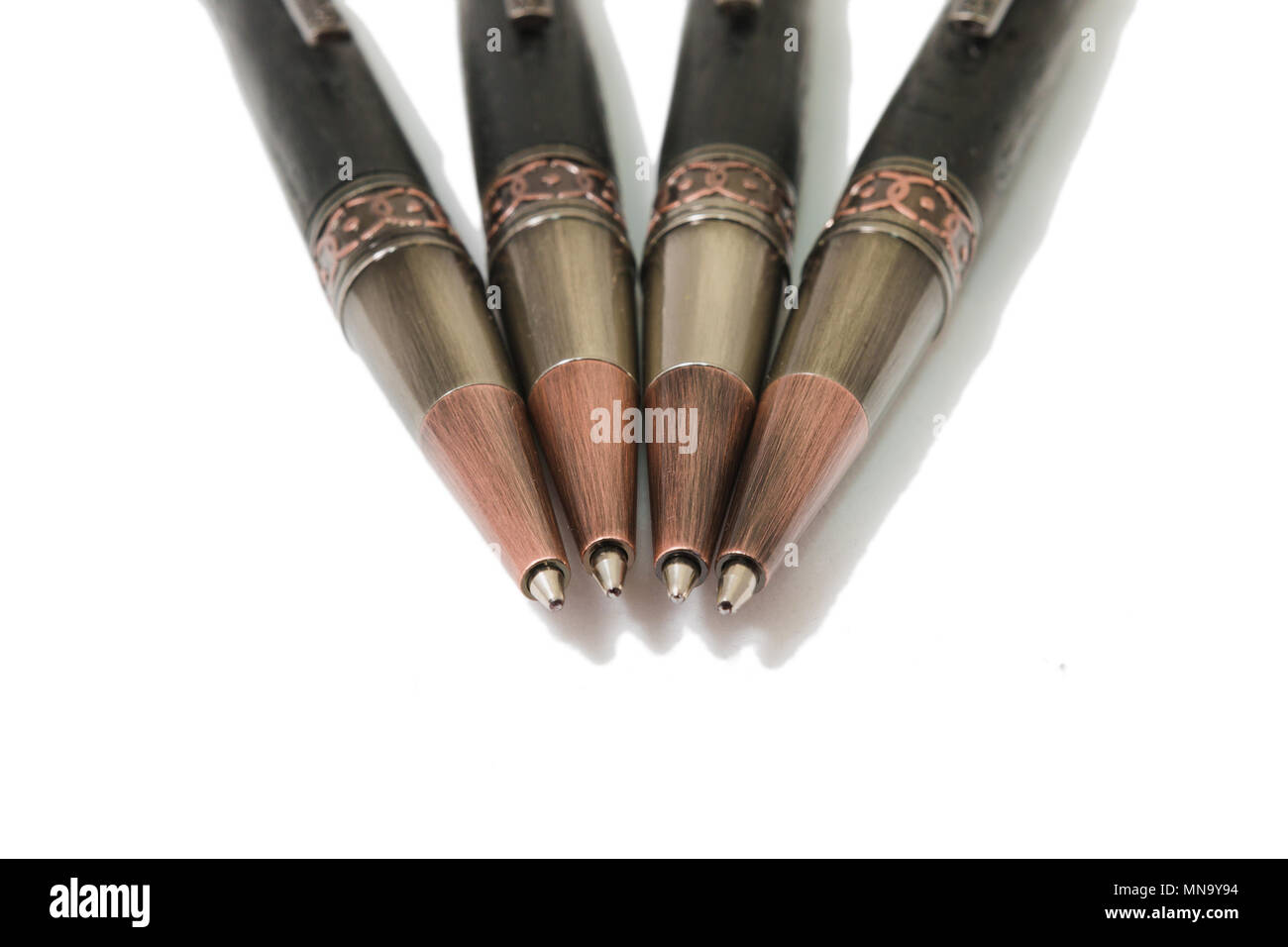 Ballpoint pen made of wood and metal on a white background Stock Photo ...