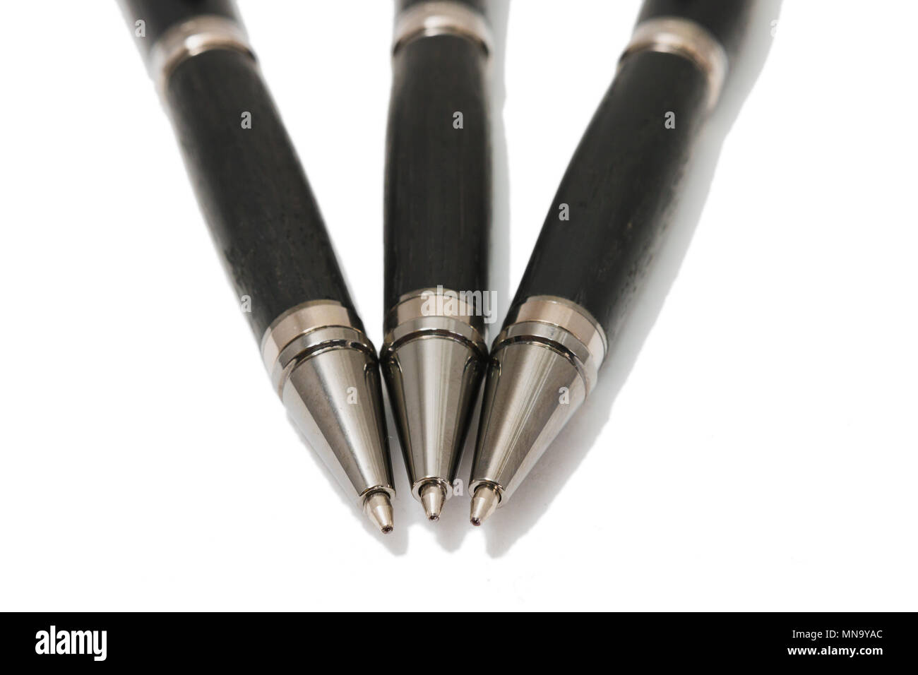 Ballpoint pen made of wood and metal on a white background Stock Photo ...
