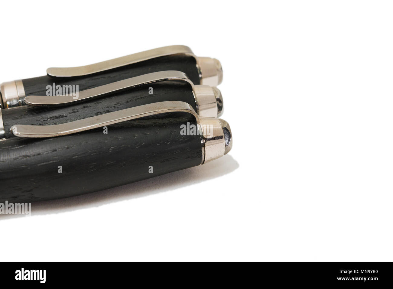 Ballpoint pen made of wood and metal on a white background Stock Photo ...