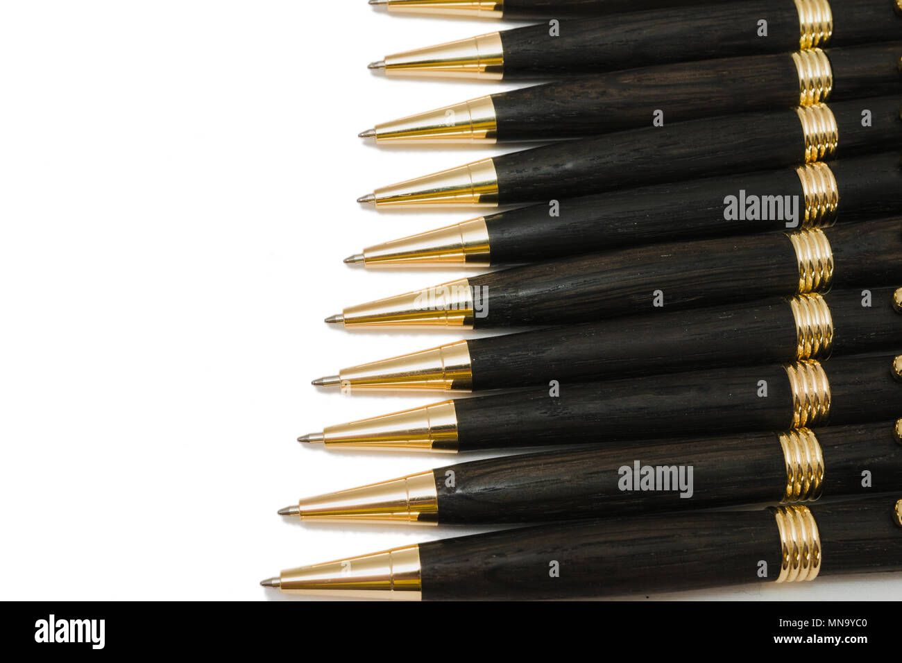 Ballpoint pen made of wood and metal on a white background Stock Photo ...
