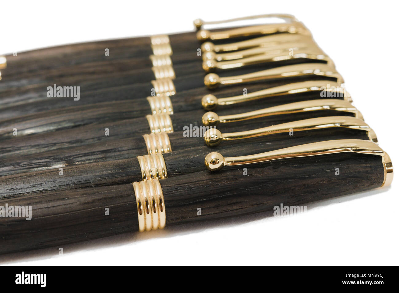 Ballpoint pen made of wood and metal on a white background Stock Photo ...