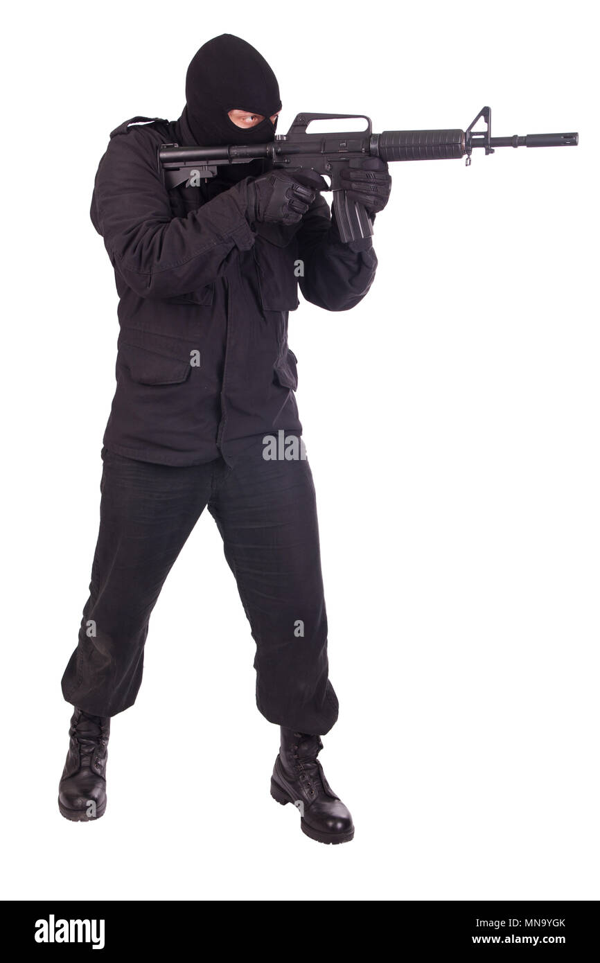 mercenary with CAR15 rifle Stock Photo - Alamy