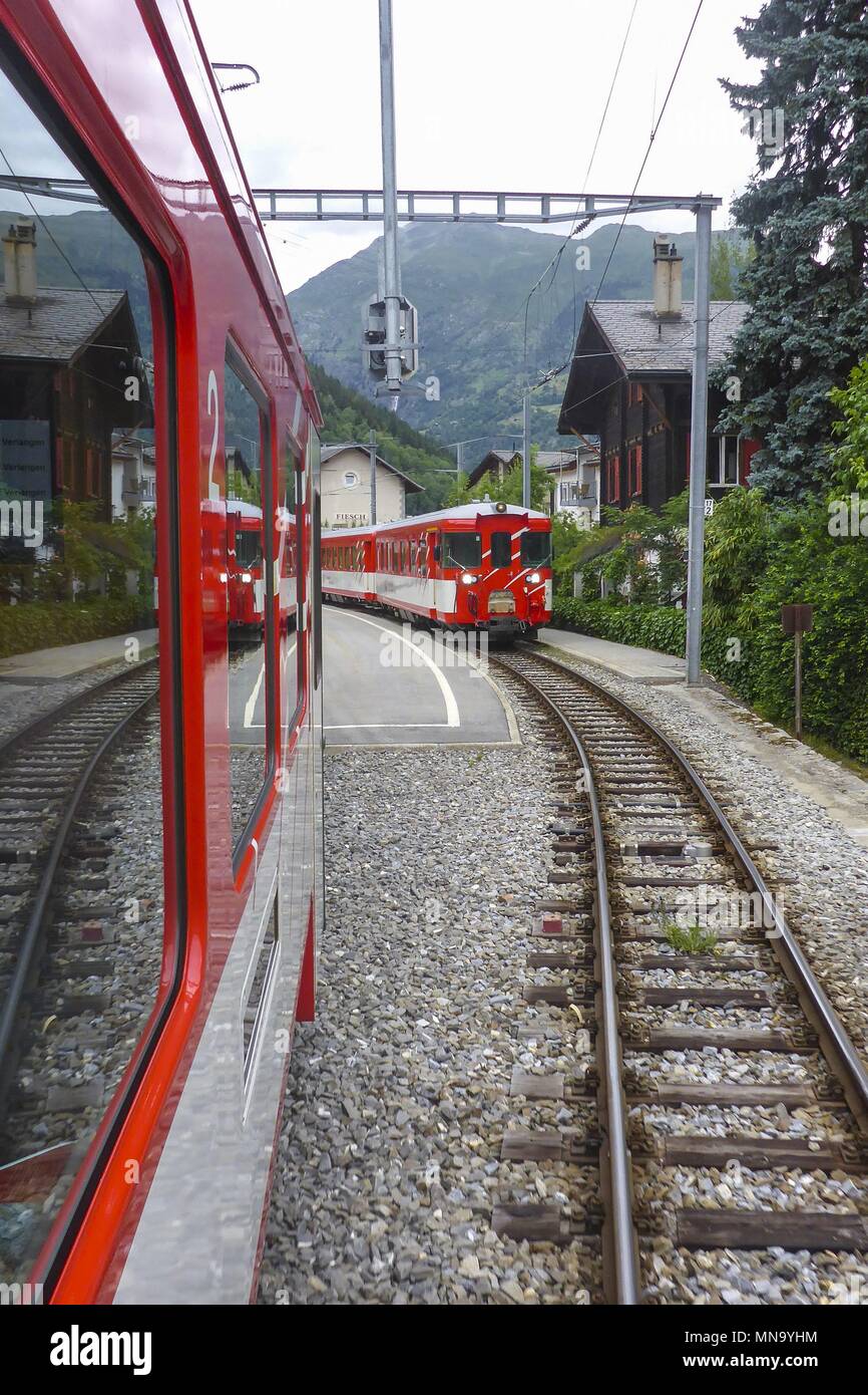 Switzerland Wallis SSB train - June 2017 | usage worldwide Stock Photo ...