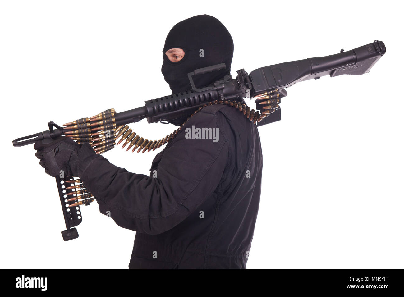 mercenary with M60 machine gun Stock Photo - Alamy