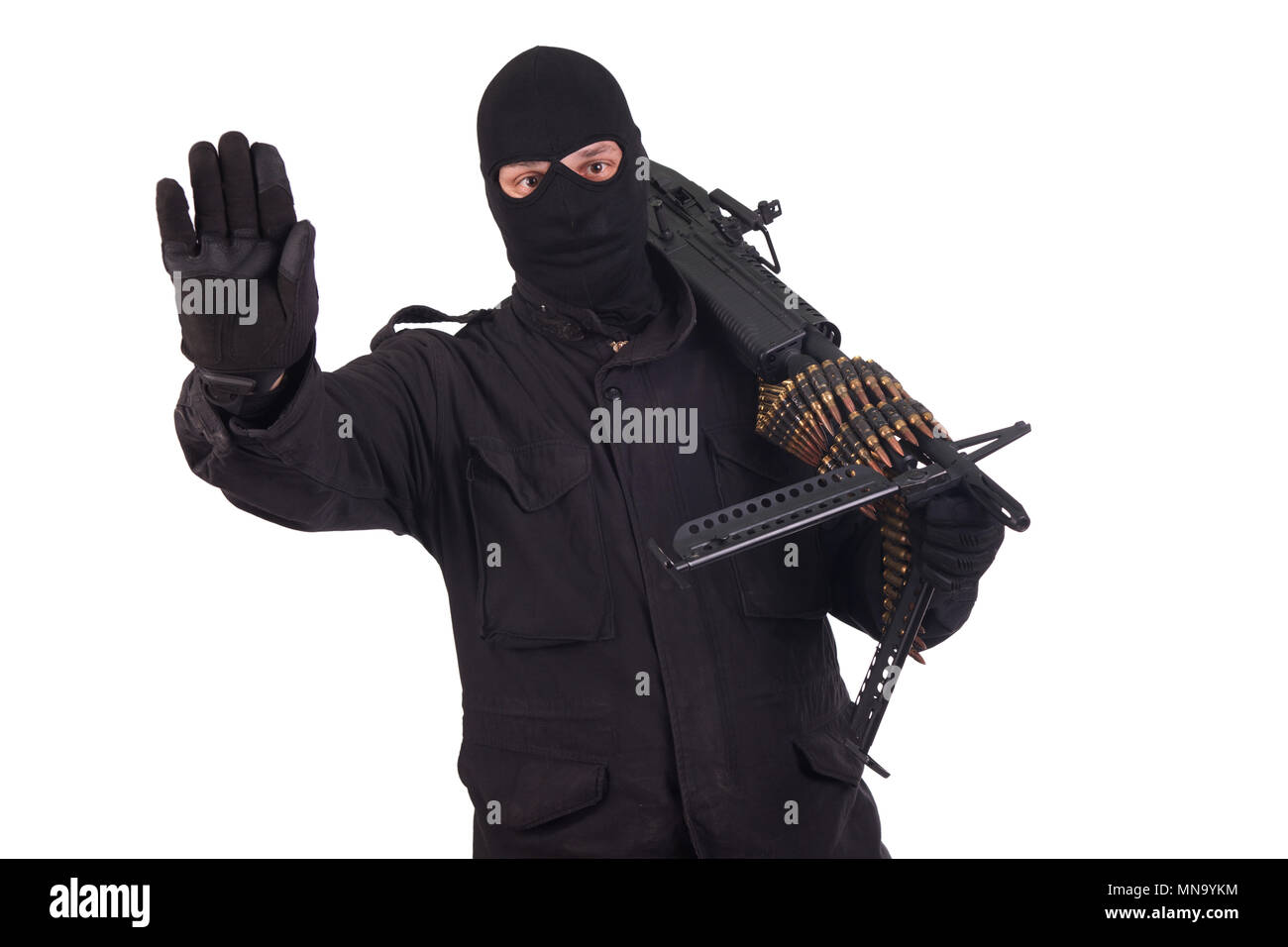 mercenary with M60 machine gun Stock Photo - Alamy