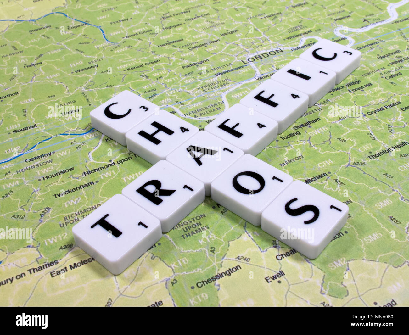 representation of traffic chaos in London resulting in delays and ...