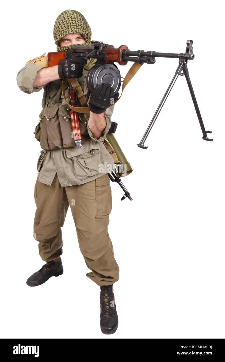 mercenary with machine gun Stock Photo - Alamy
