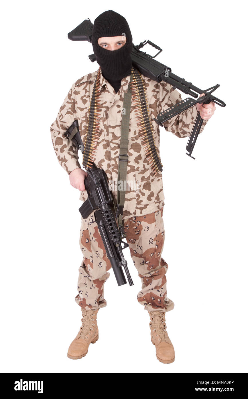 terrorist with machine gun Stock Photo - Alamy