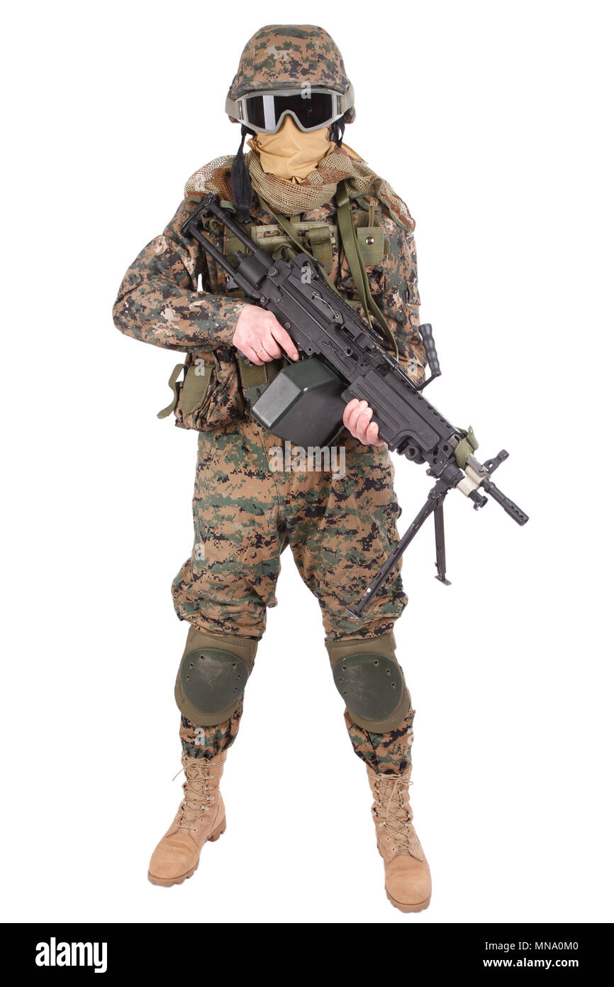 US MARINES with M249 machine gun Stock Photo - Alamy
