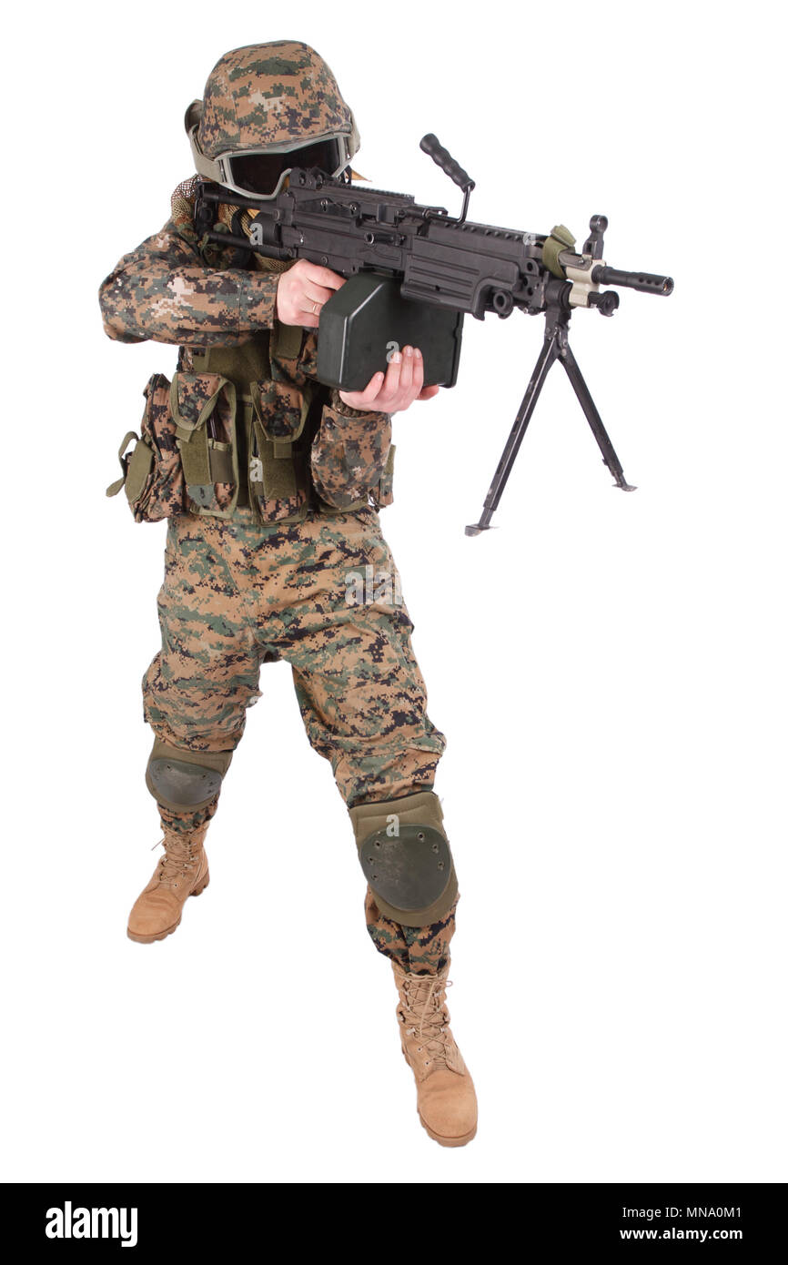 US MARINES with M249 machine gun Stock Photo - Alamy