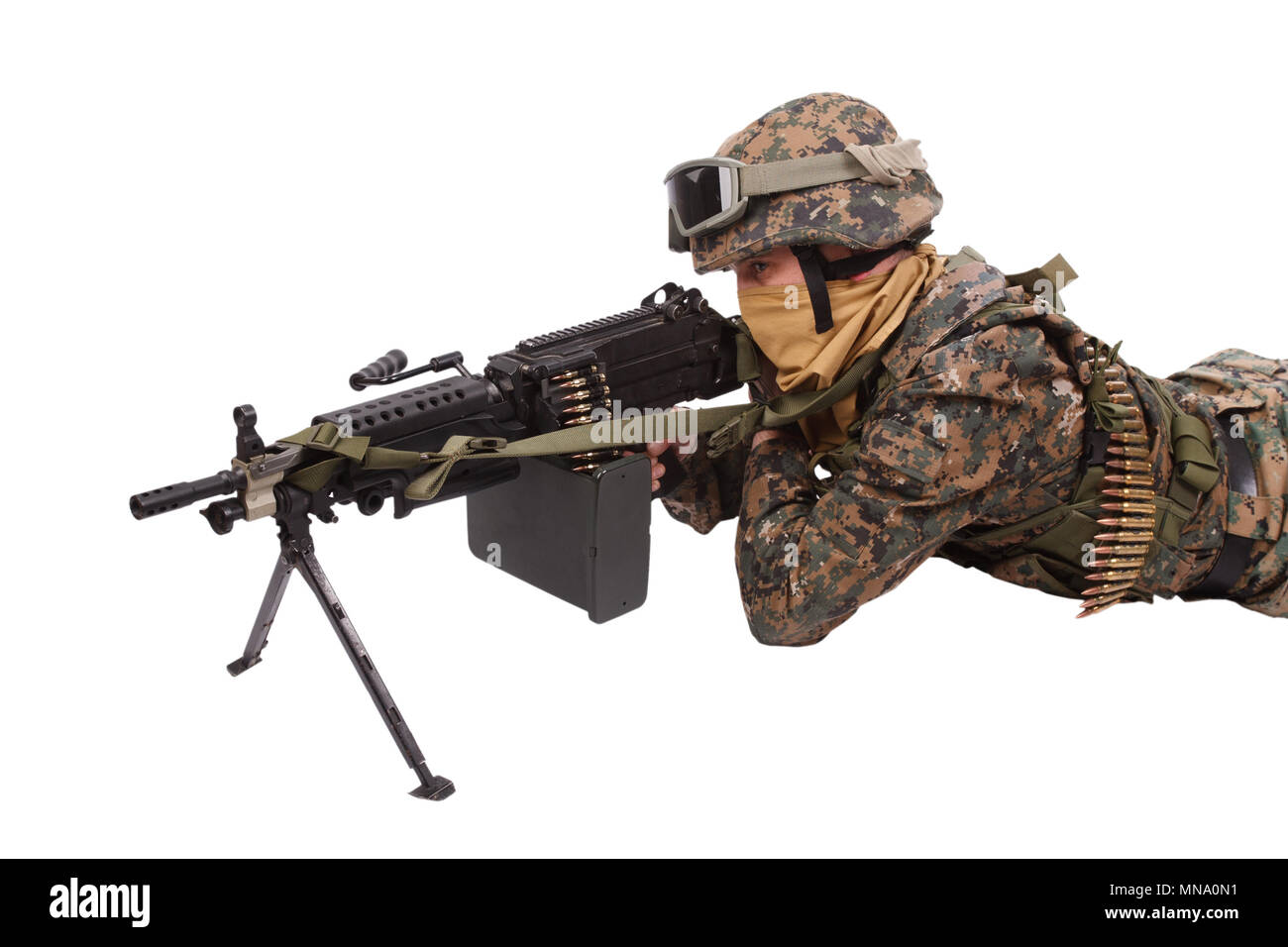 US MARINES with M249 machine gun Stock Photo - Alamy