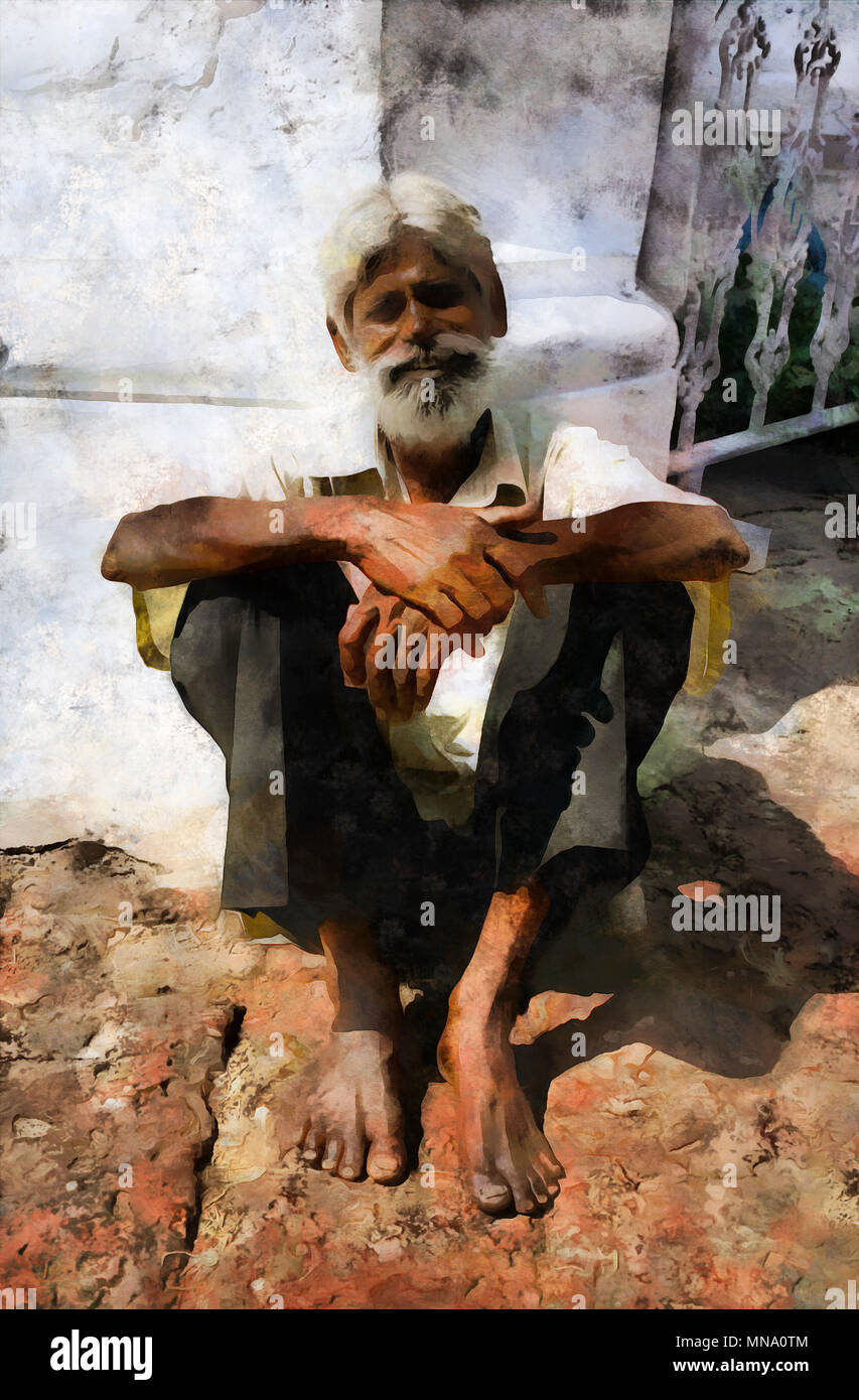 Panjim beggar man Stock Photo - Alamy