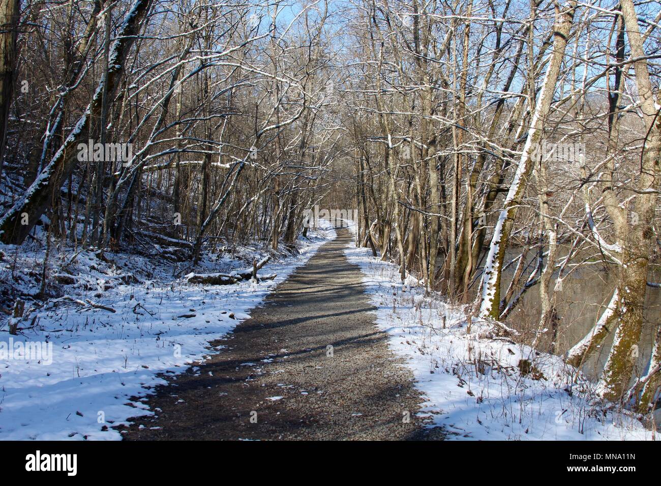 The snowy landscape at Caesar Creek State Park in southwestern Ohio ...
