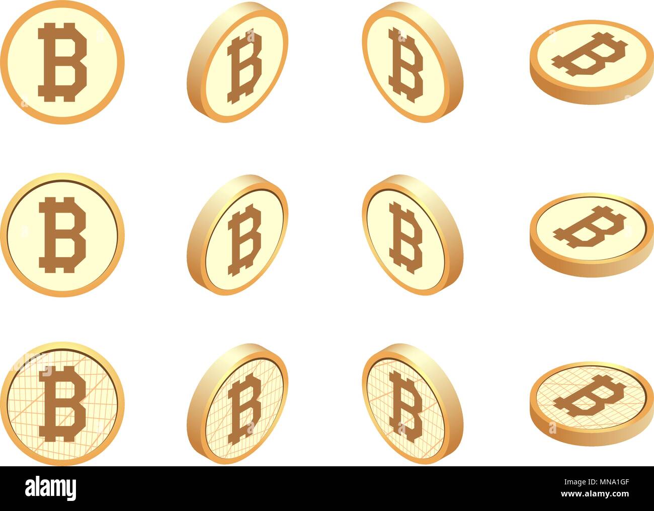 bitcoin sign is isometric. set. electronic money of crypto currency ...