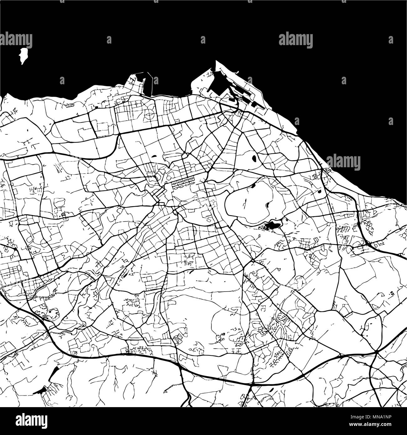 Edinburgh, Scotland, Monochrome Map Artprint, Vector Outline Version ...