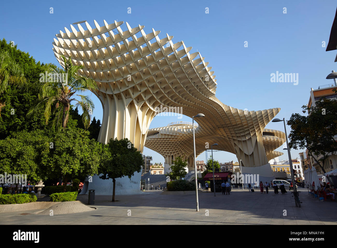 The wooden structure of the Metropol Parasol in Seville, Spain Stock ...
