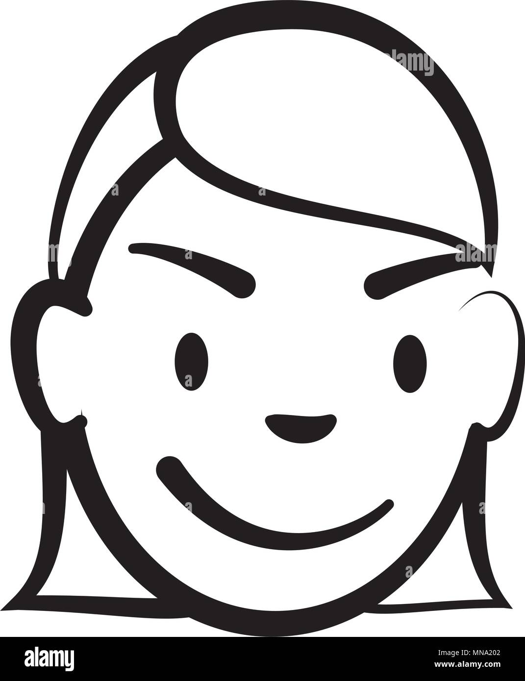 Stick figure girl head, vector drawing on white background Stock Vector ...