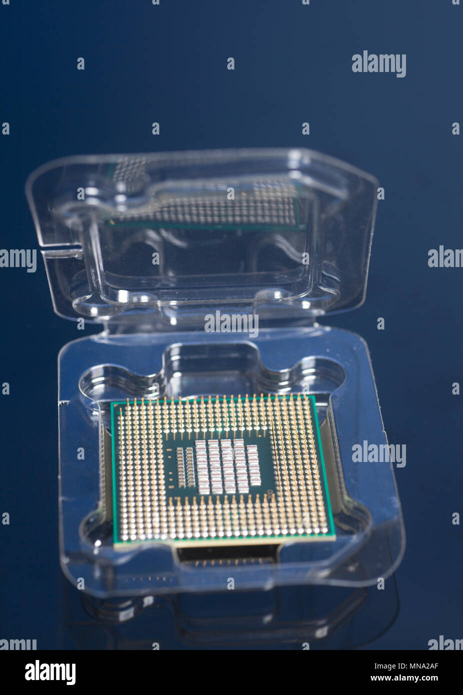 Central processing unit CPU processor microchip in the packaging box on ...