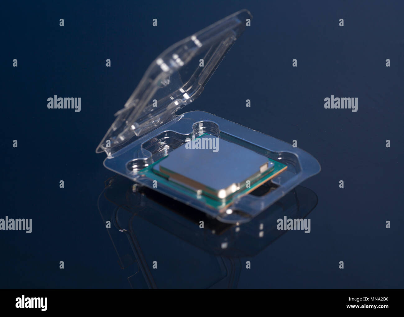 Central processing unit CPU processor microchip in the packaging box on ...
