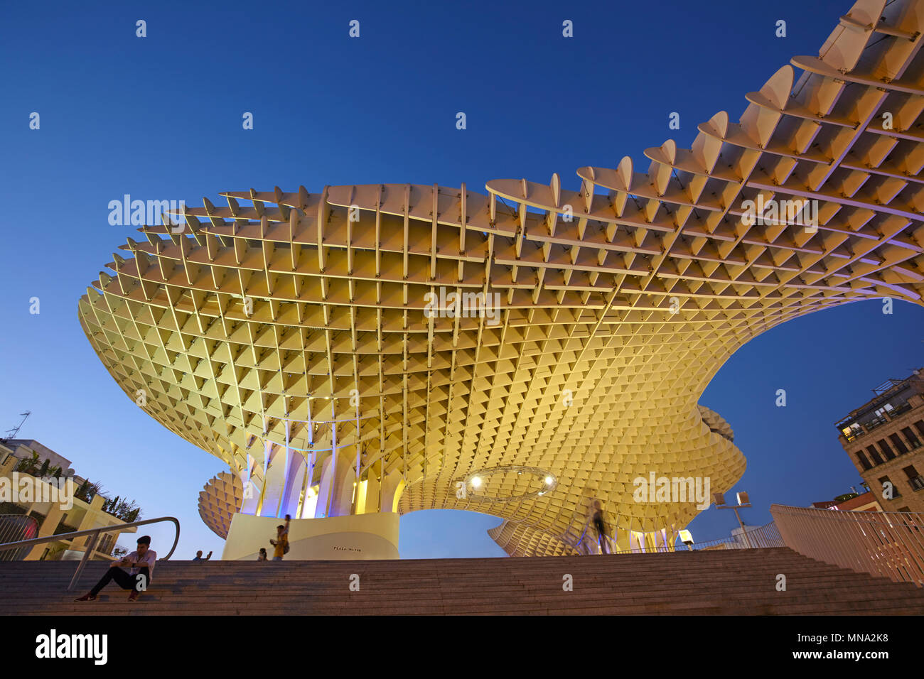 The wooden structure of the Metropol Parasol in Seville, Spain Stock ...