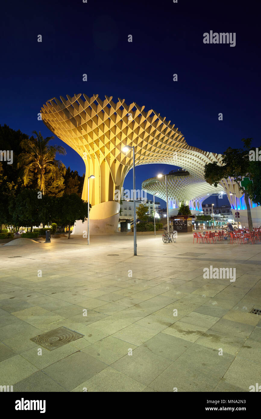 The wooden structure of the Metropol Parasol in Seville, Spain Stock ...