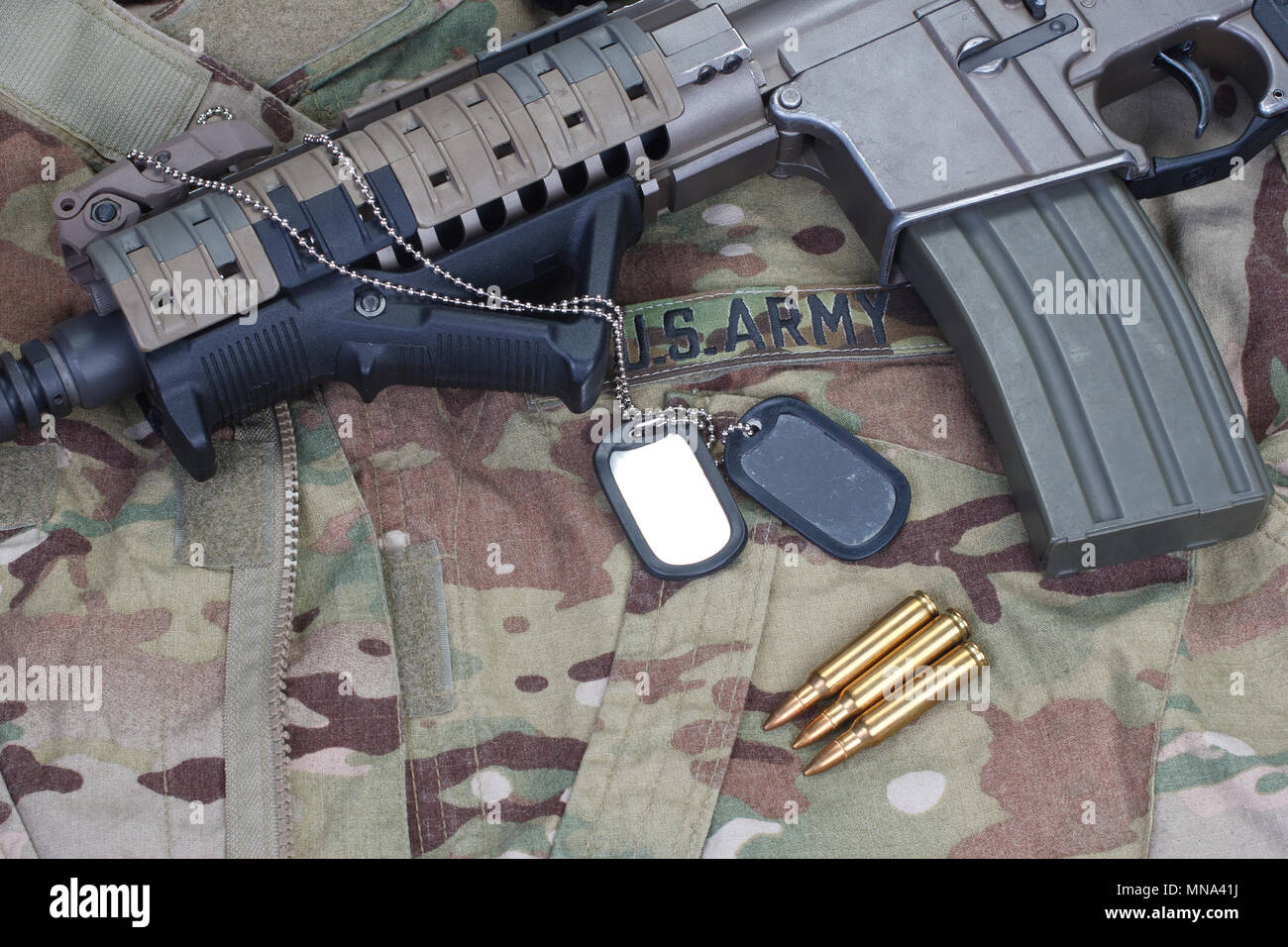 us army special forces uniform and weapon concept background Stock ...
