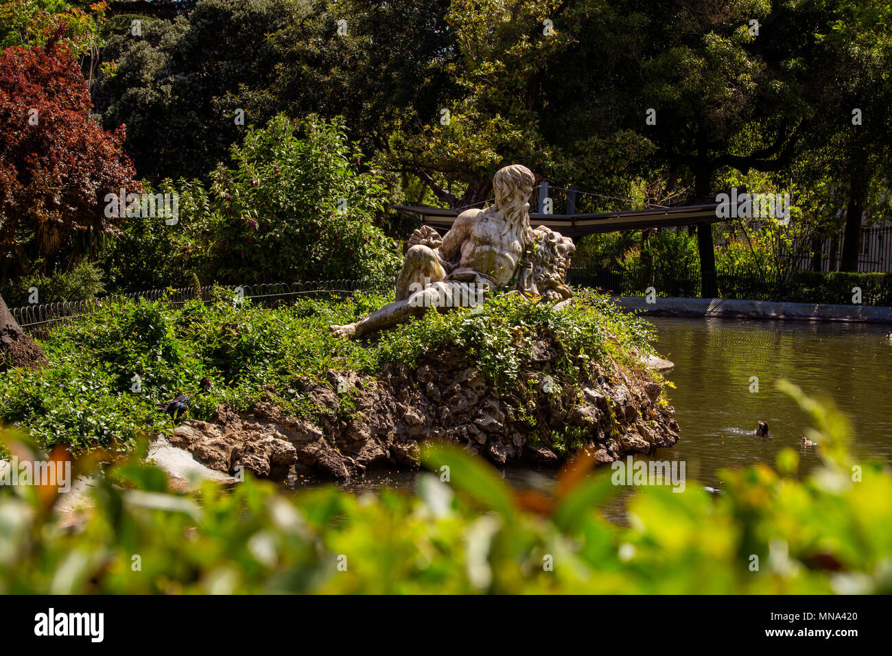 Lisbon Portugal. 14 May 2018. View of the Estrela garden in Lisbon ...
