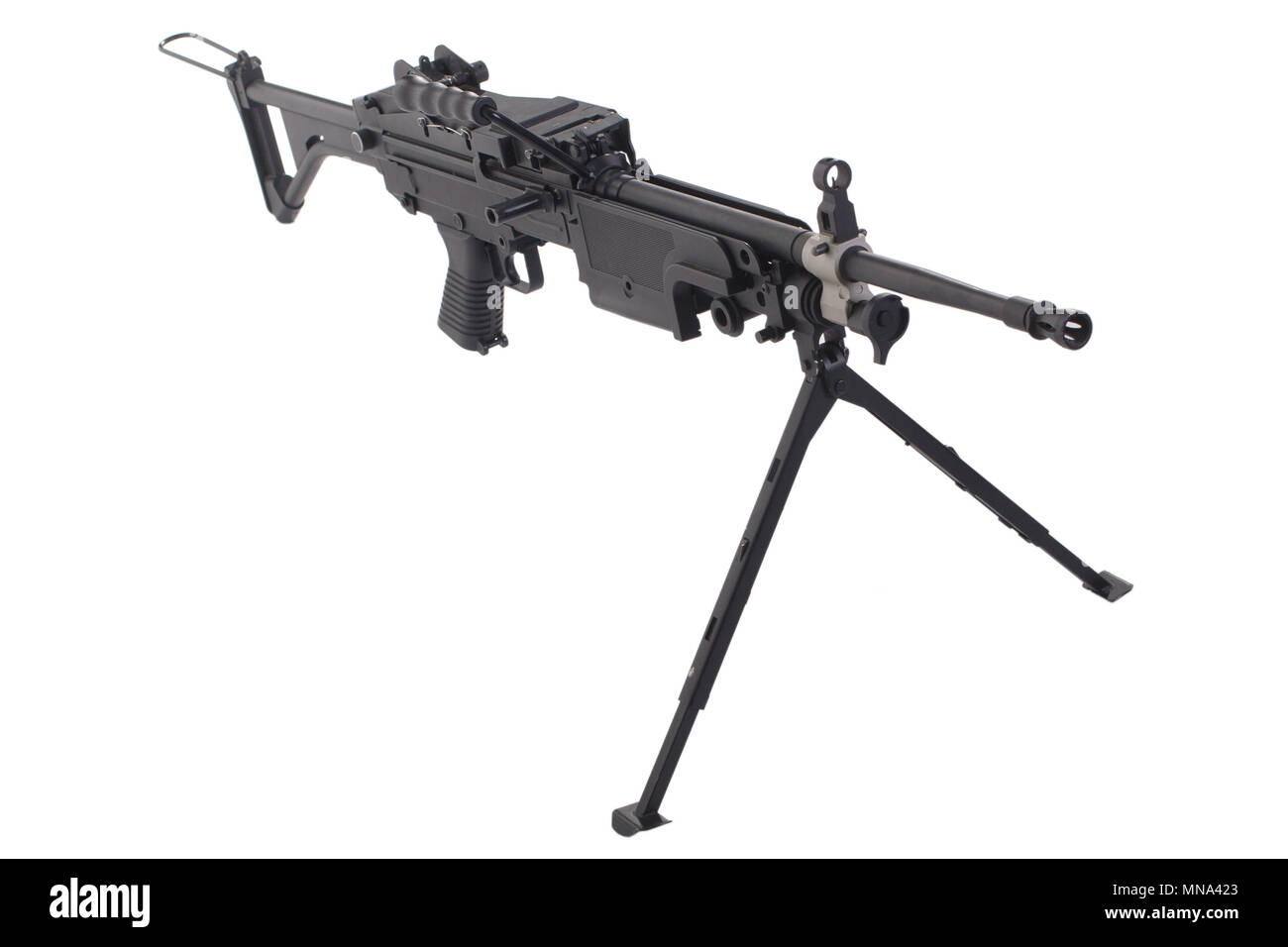 machine gun m249 isolated on white background Stock Photo - Alamy
