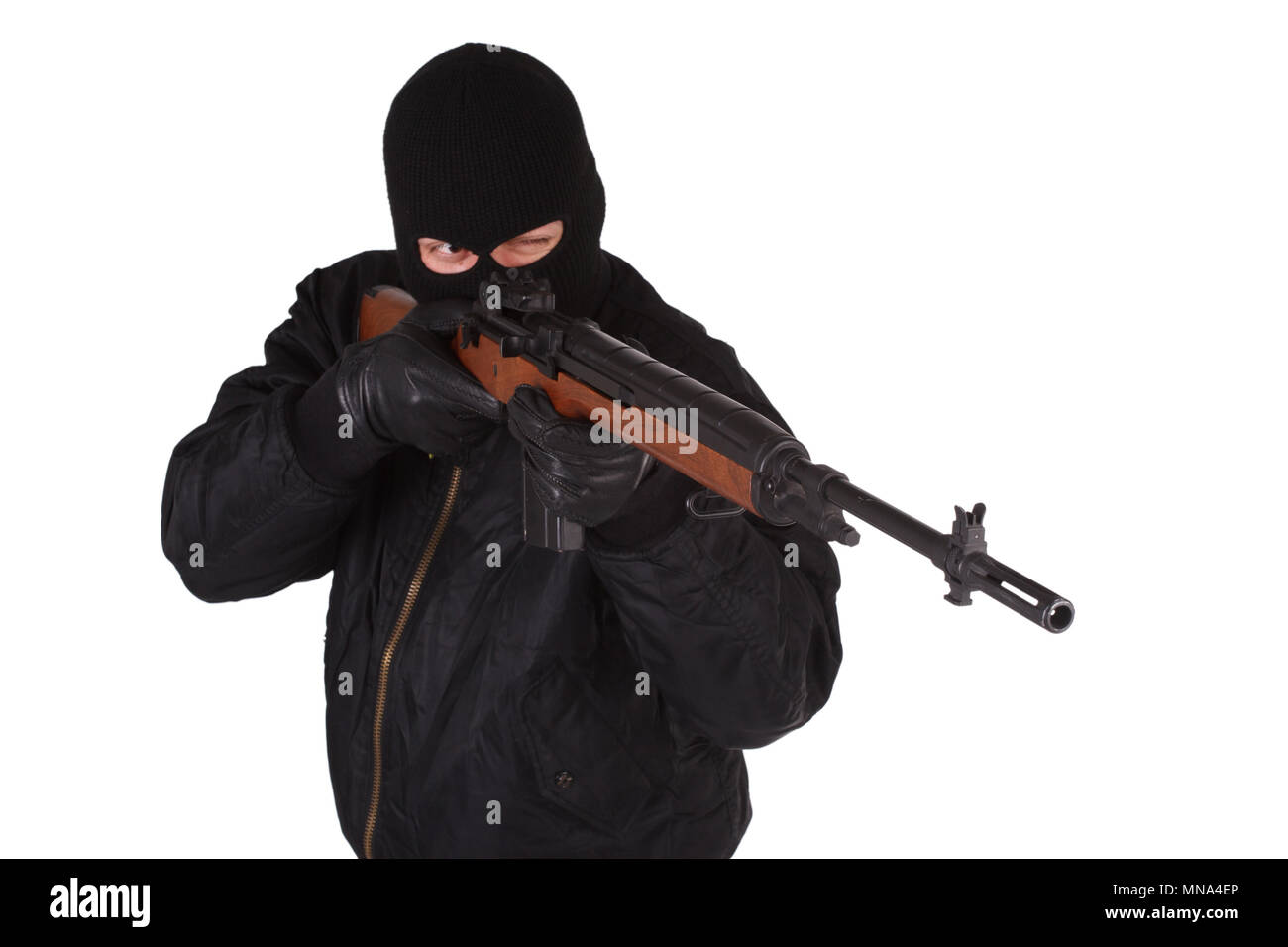 Robber with M14 rifle isolated on white background Stock Photo - Alamy