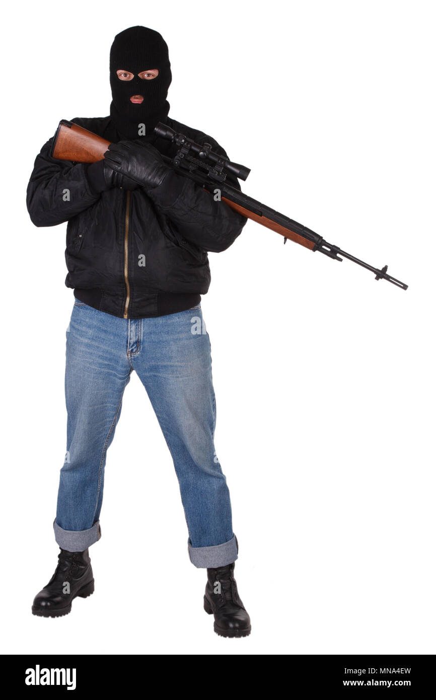Killer with sniper rifle Stock Photo - Alamy