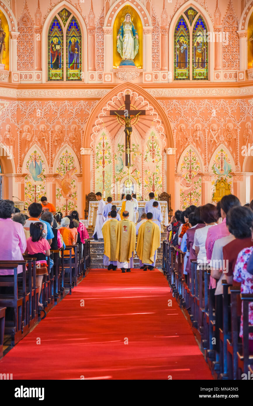Chantaburi, Thailand - January 1, 2016: Group of pastors walking into ...