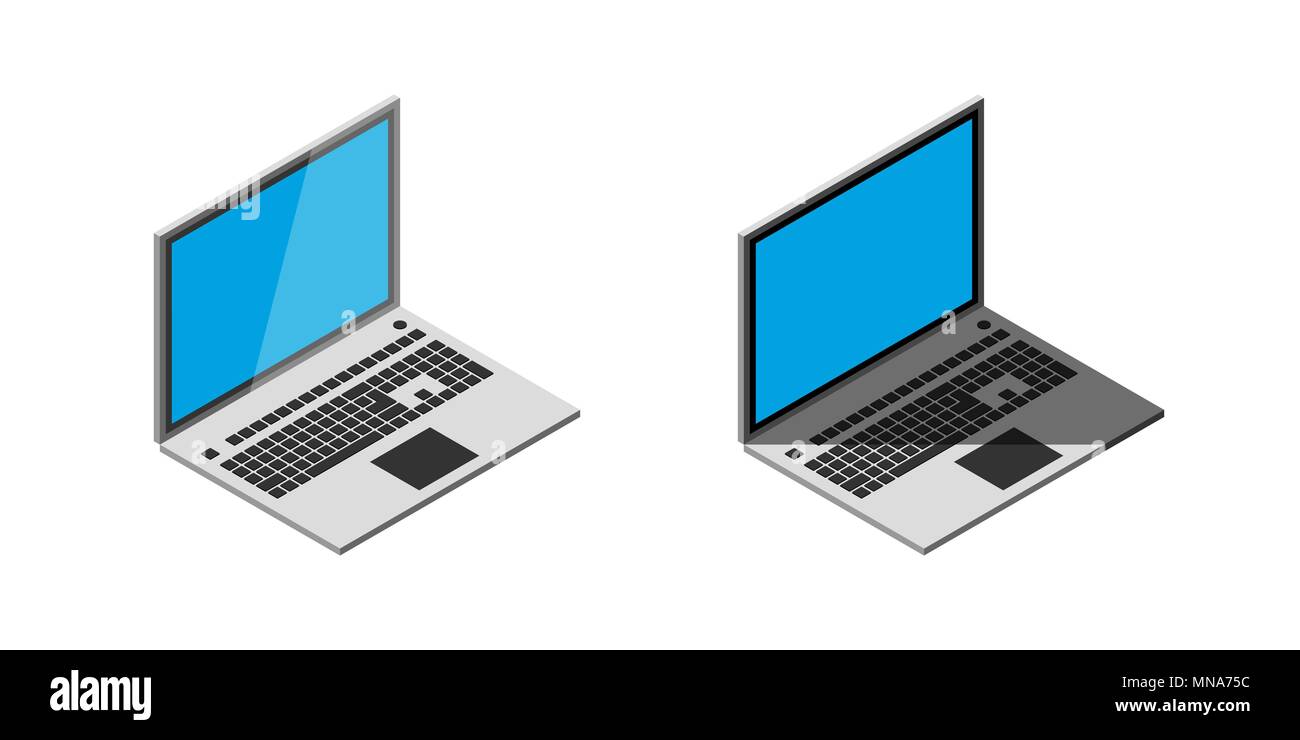 Isometric open notebook laptop. vector illustration. set Stock Vector ...