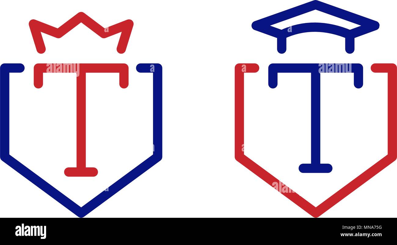 VT letters. Monogram with crown and academic cap. Company sign. For ...