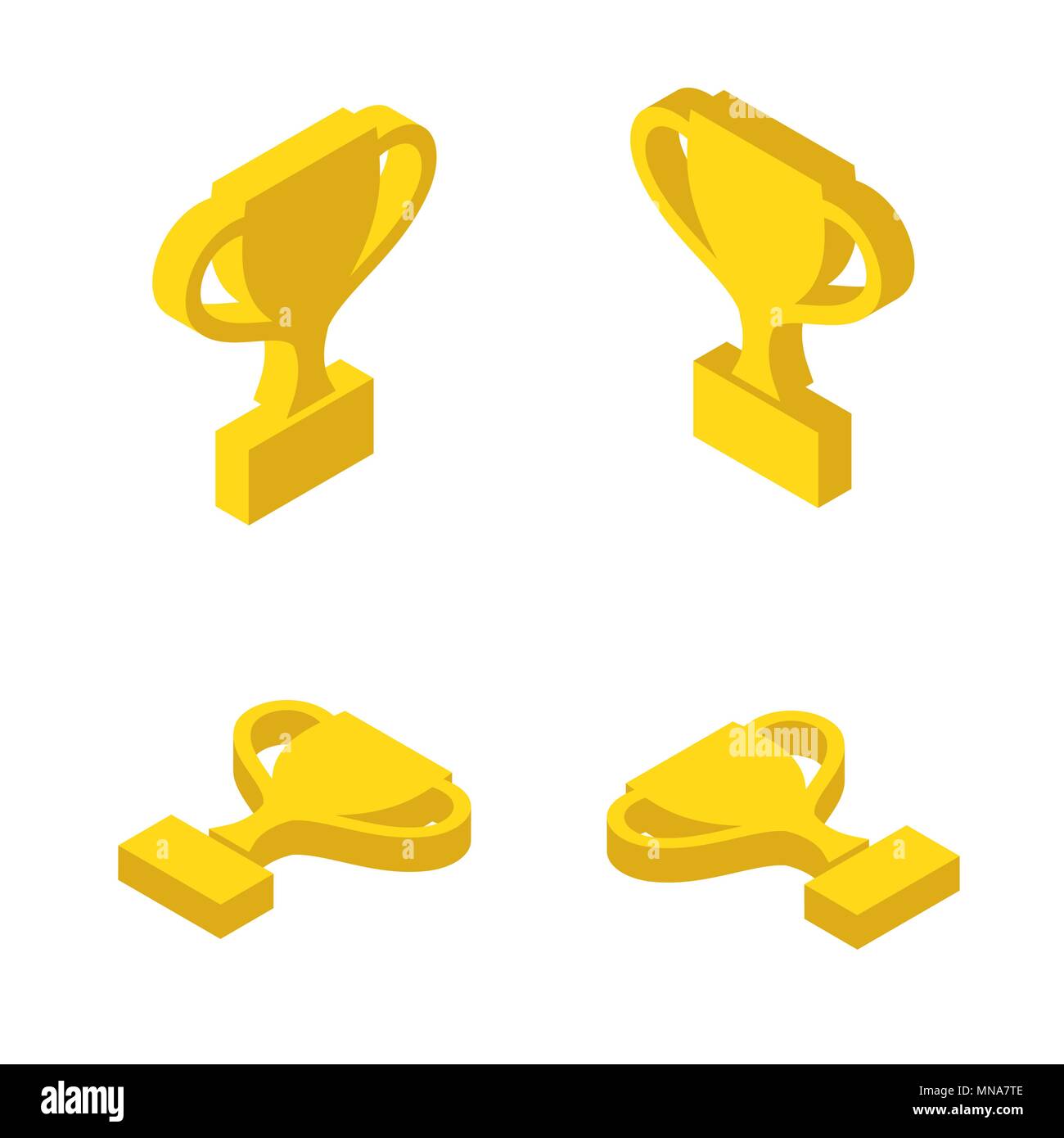 Cups Awards Icon Set Isometric View Symbol of Success Sport Competition ...