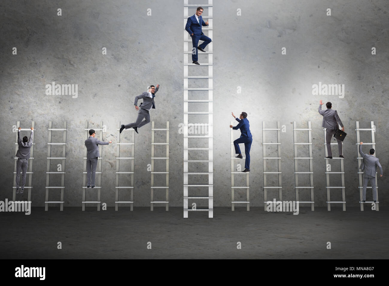 Competition concept with businessman beating competitors Stock Photo ...