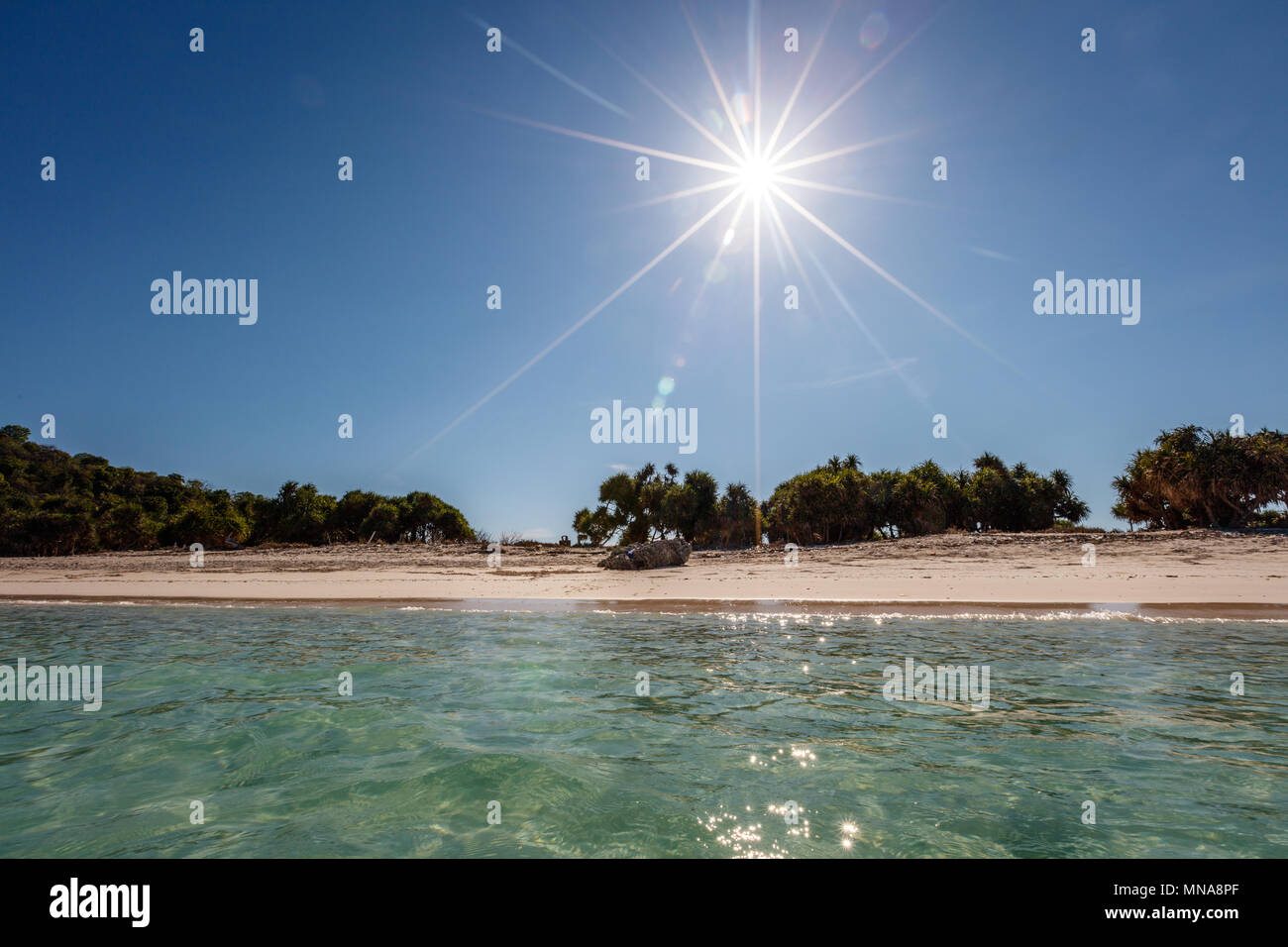 View of Boa Beach from the water, Rote Island, East Nusa Tenggara ...