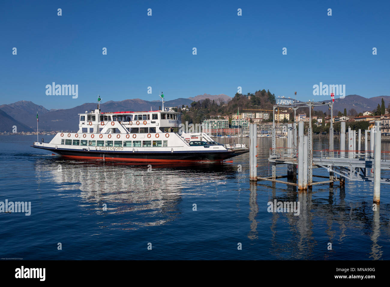 Approaching the jetty ramp in the port of leveno hi-res stock ...