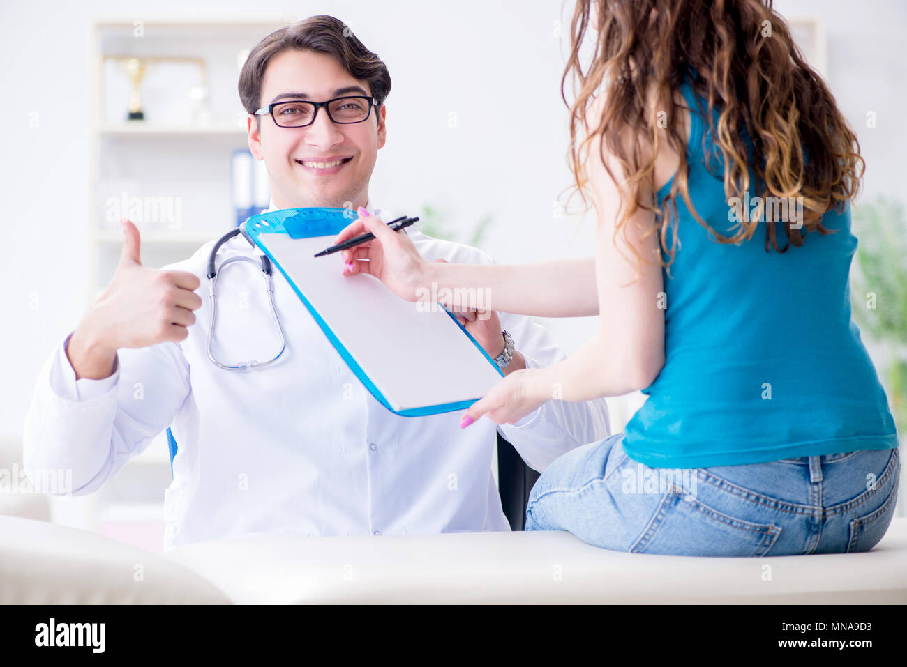 Patient visiting doctor for annual regular check-up in hospital clinic ...