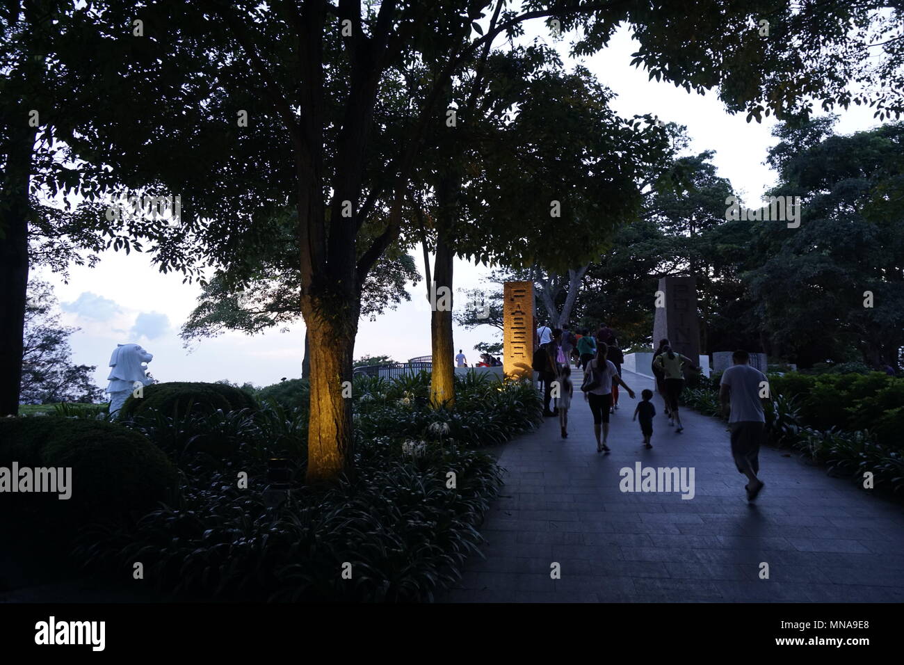 Mount Faber point in the evening with Merlion statue Stock Photo - Alamy