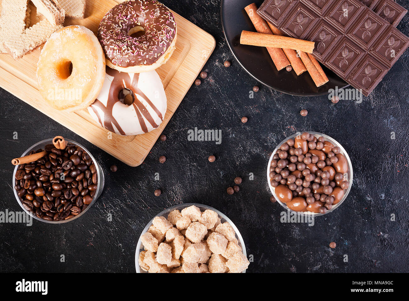 Top view of different type of sweets and pastry Stock Photo - Alamy