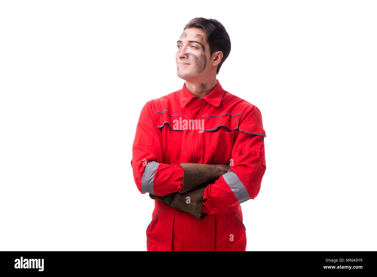 Contractor employee isolated on white background Stock Photo - Alamy