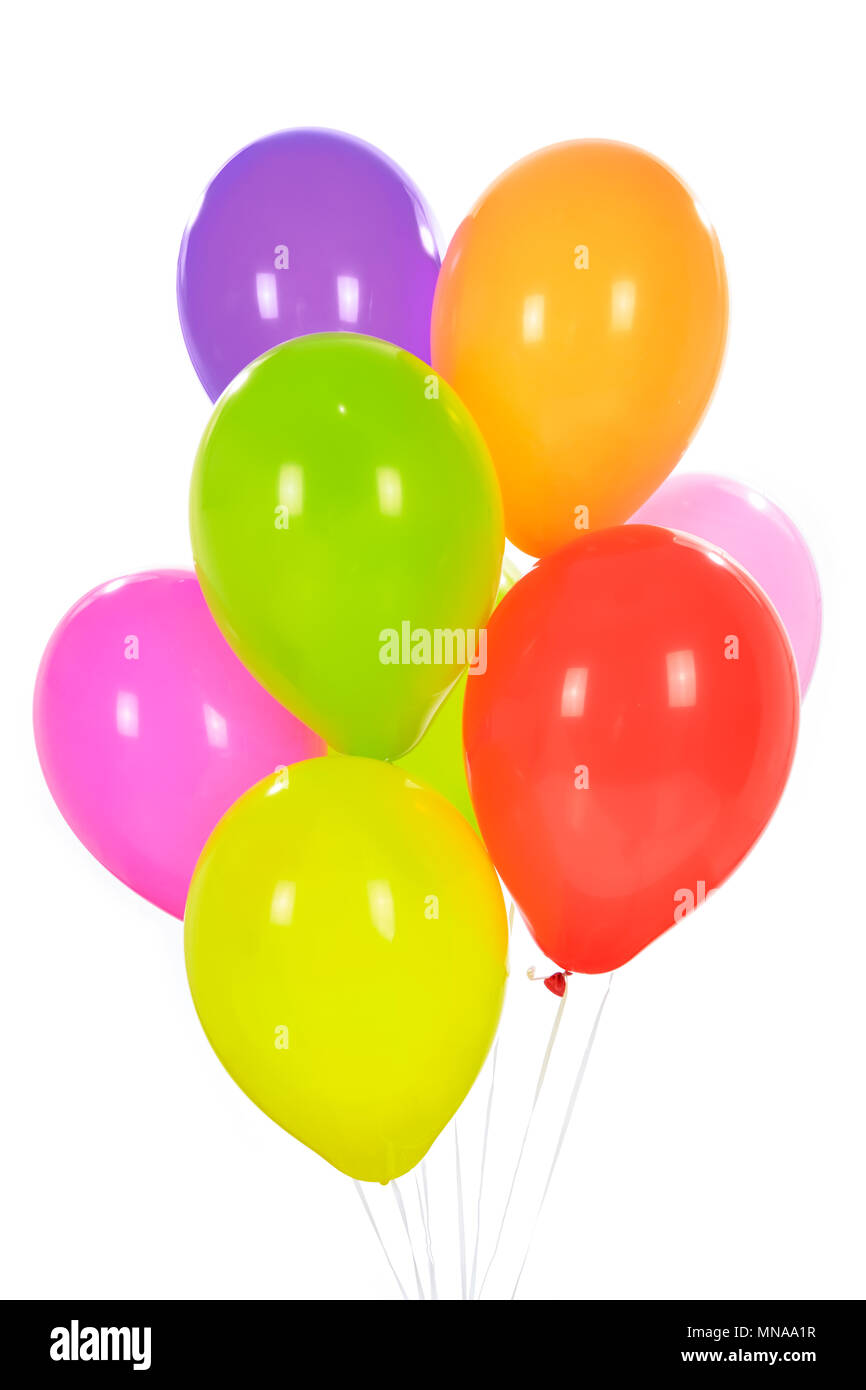 Party decoration concept - mix of colorful balloons isolated on a white ...