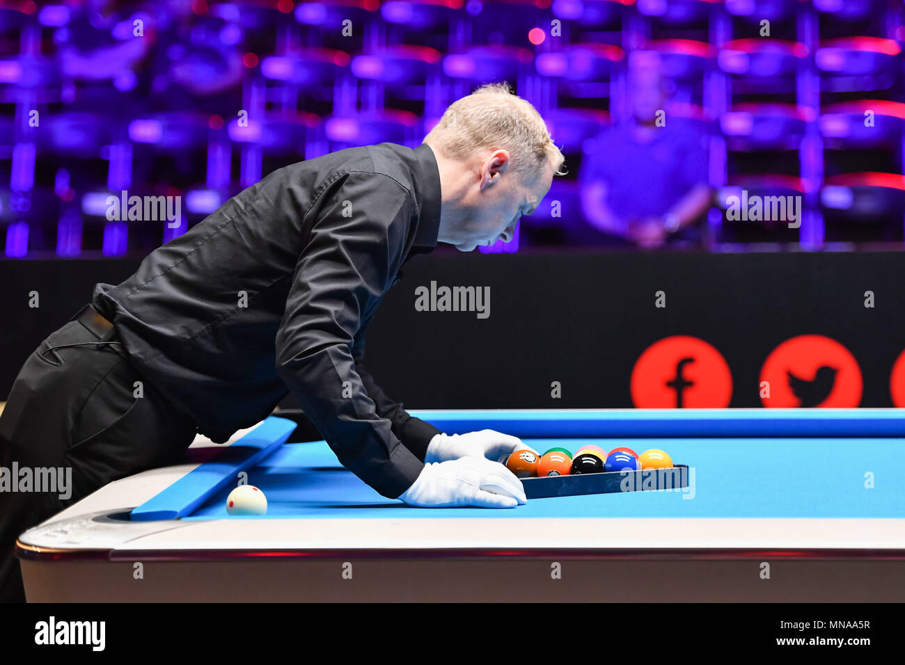Shanghai, China. 15th May 2018. The referee during WORLD CUP of POOL ...