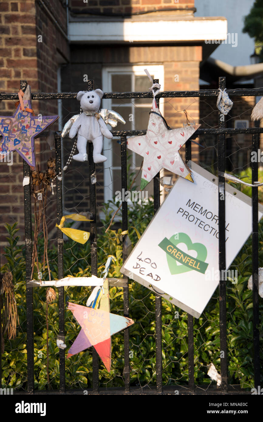 London, UK, 15th May 2018 Evening. Grenfell Tower, Scene of the ...