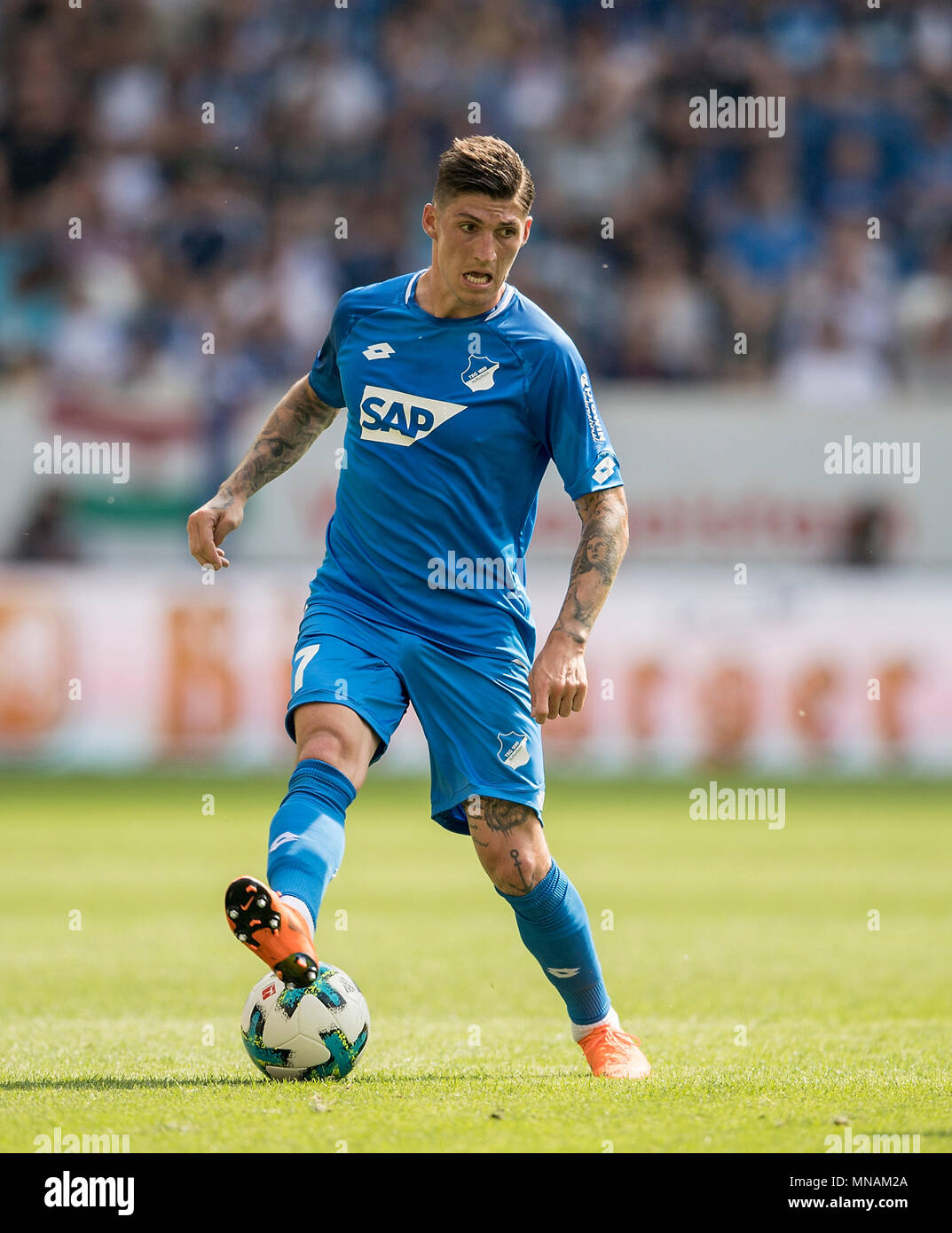 Sinsheim, Deutschland. 12th May, 2018. Steven ZUBER (1899) Action ...