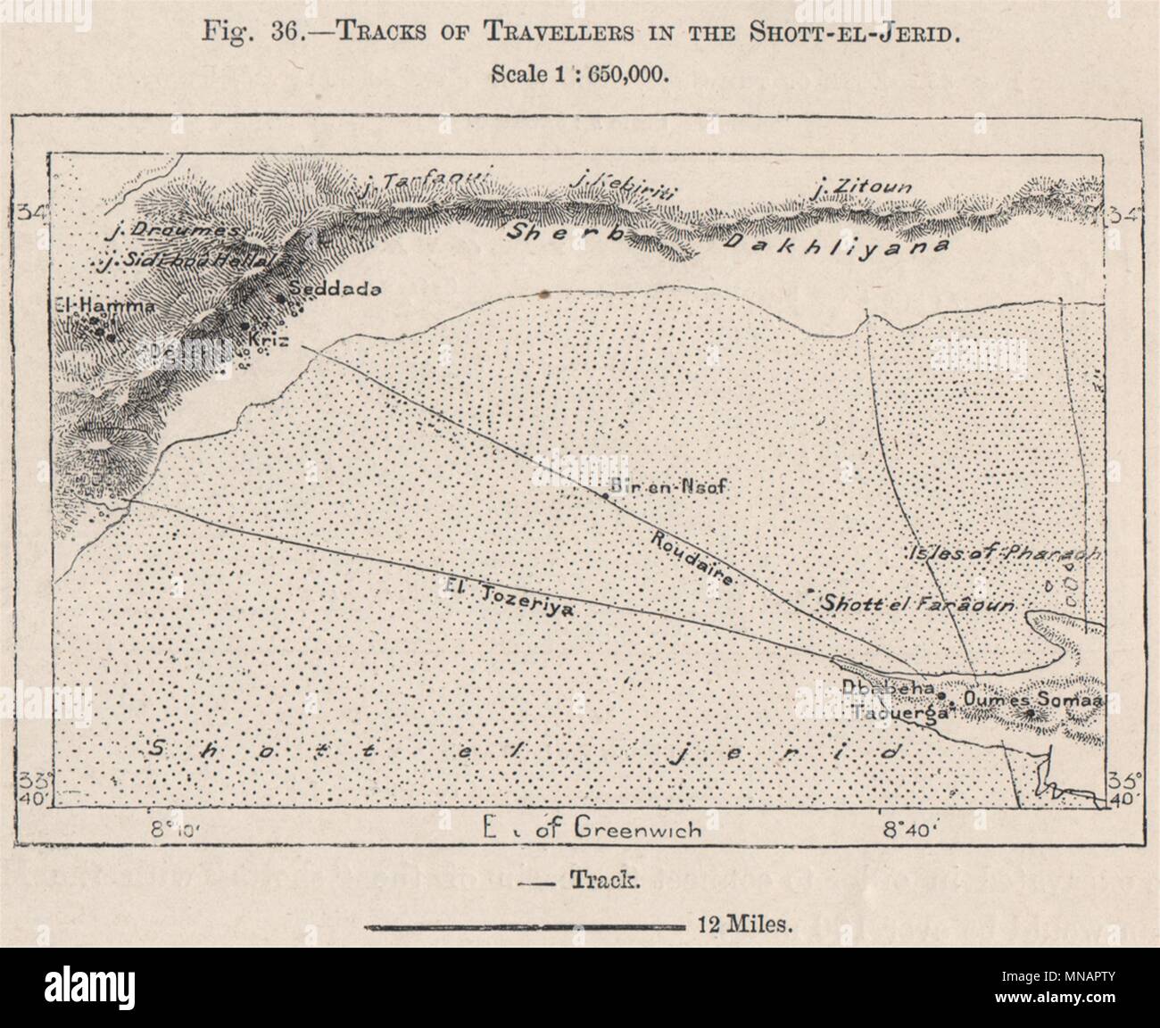 Tracks of Travellers in the Chott-el-Jerid. Tunisia 1885 old antique ...