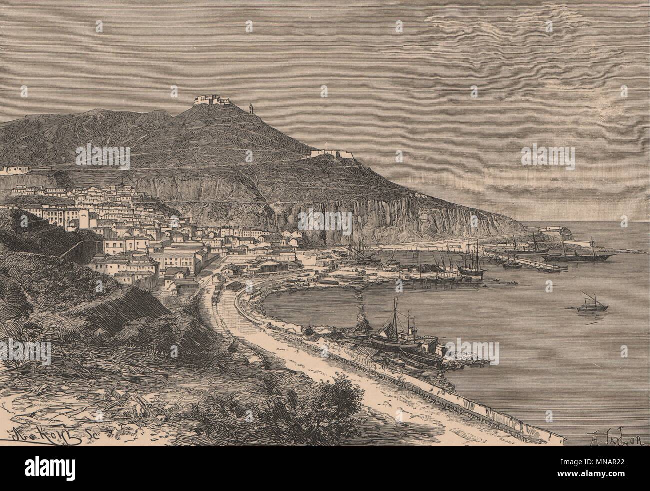 Oran - View from the Marina. Algeria 1885 old antique vintage print ...