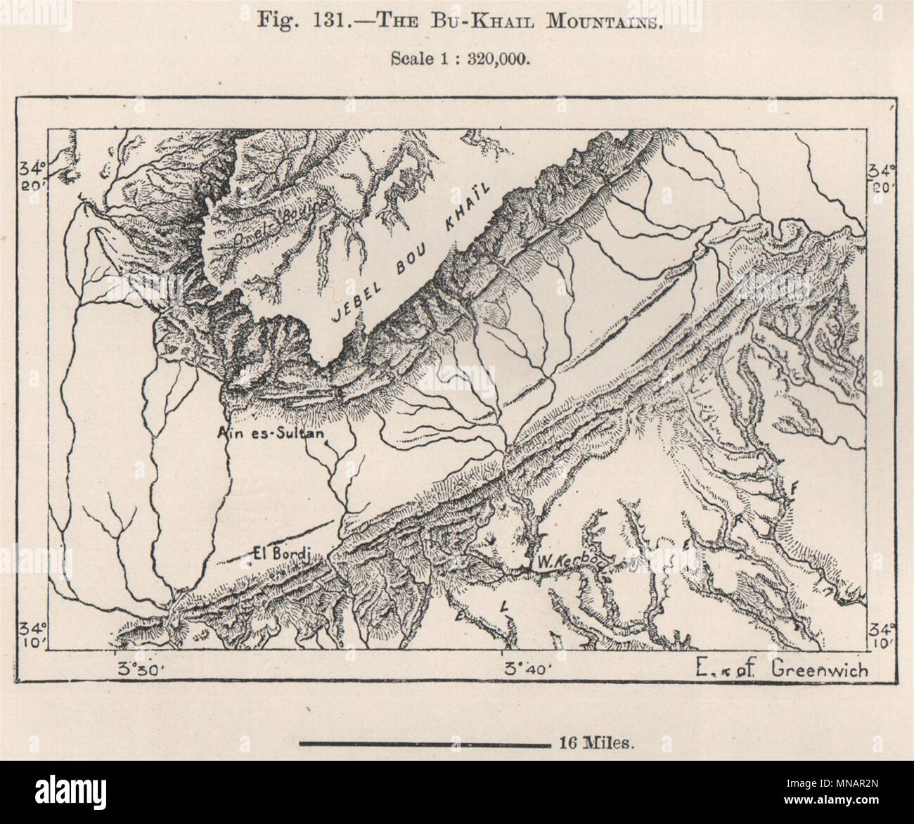 The Bou-Khail Mountains, near Hassi Messaoud. Algeria 1885 old antique ...
