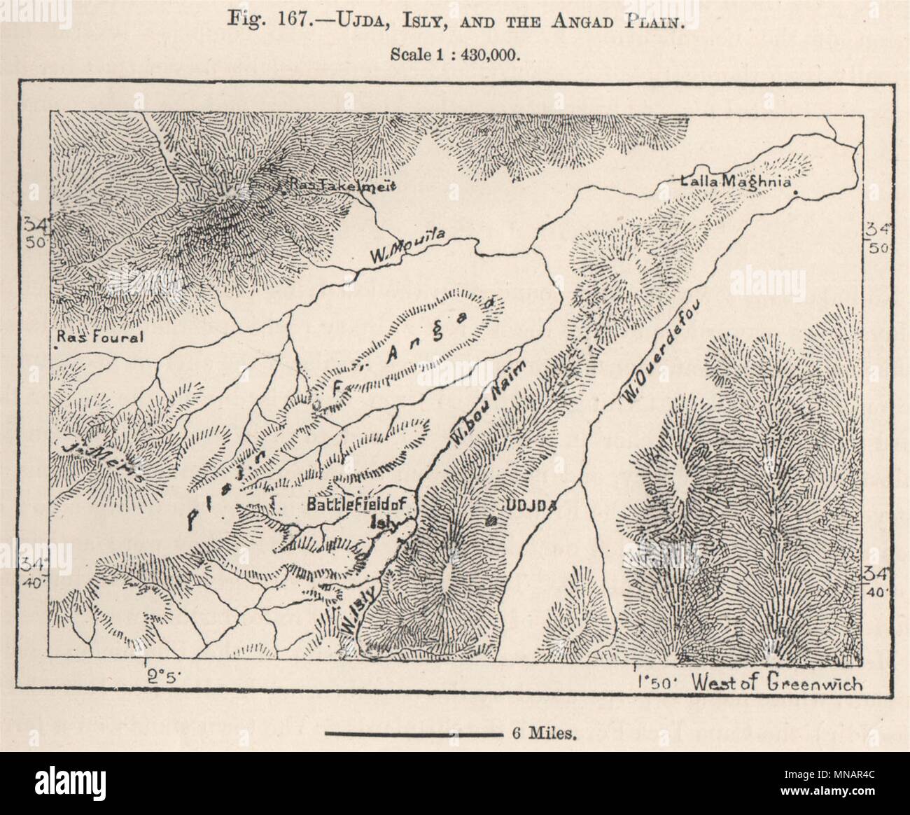 Oudja, Battlefield of Isly, and the Angad Plain. Morocco 1885 old ...